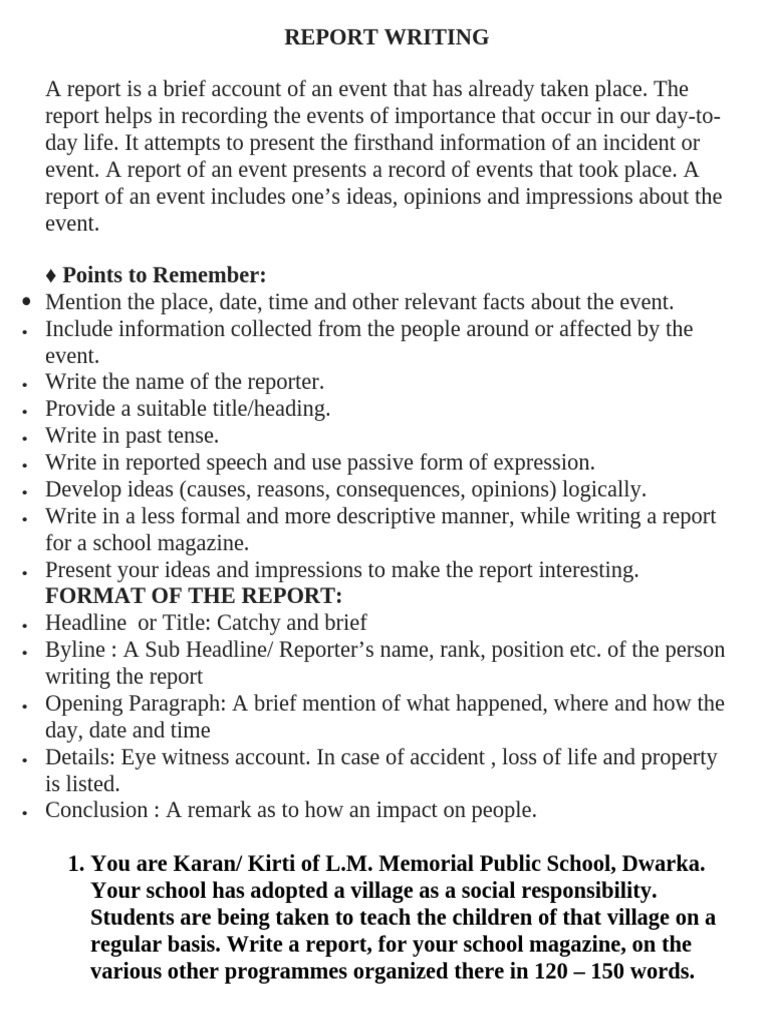REPORT WRITING 12th | PDF
