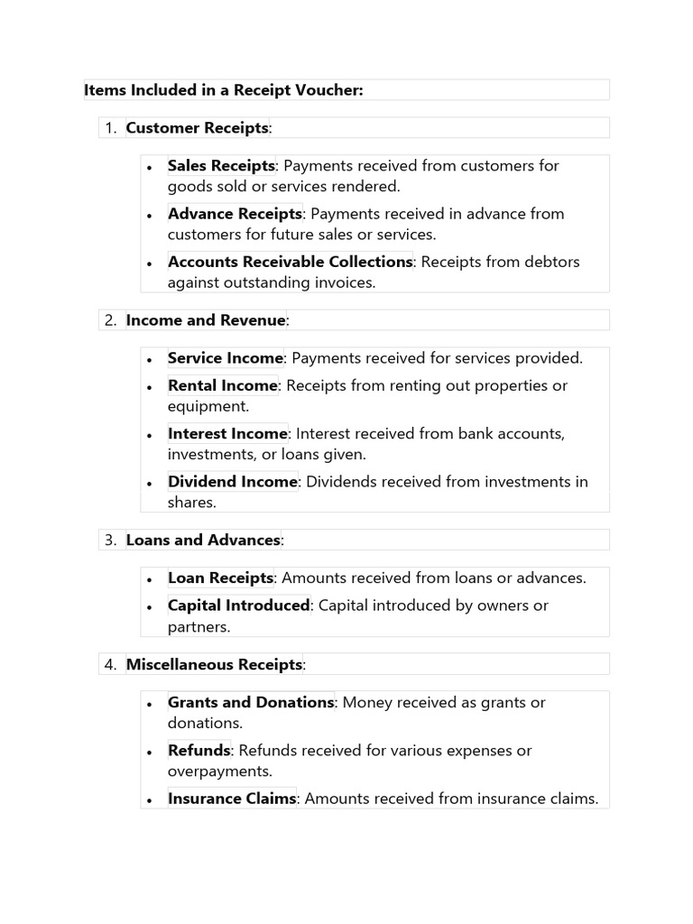 Items Included in A Receipt Voucher | PDF