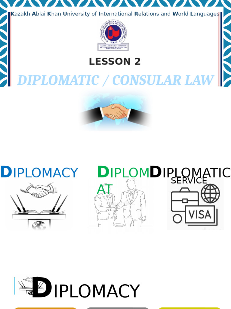 LESSON 2 - Diplomatic and Consular Law | PDF | Diplomacy | Diplomat