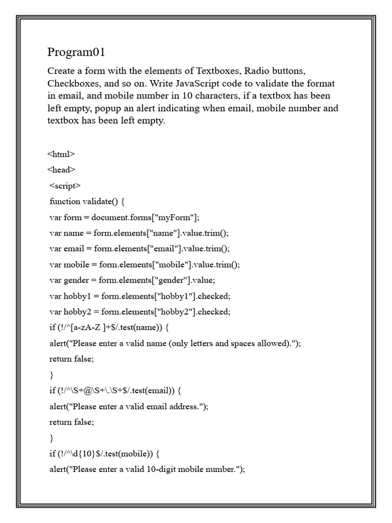 WP Lab Program | PDF | Java Script | Computer Programming WP Lab Program | PDF | Java Script | Computer Programming