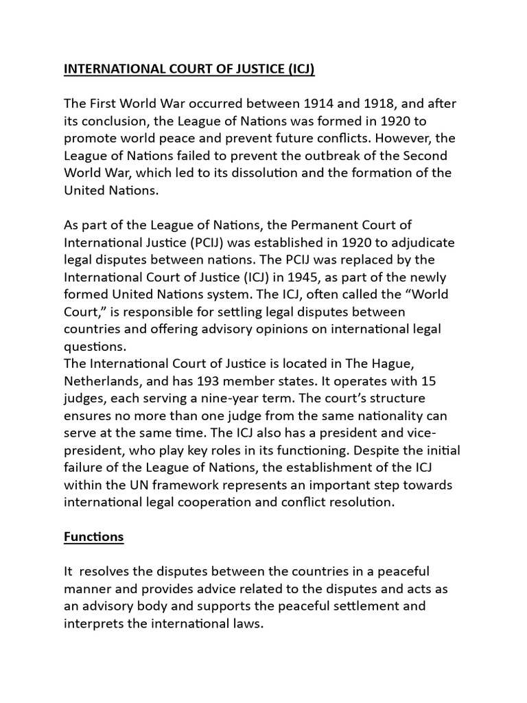 International Court of Justice (ICJ) | PDF