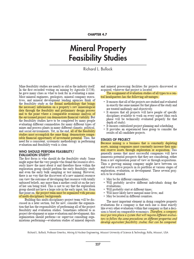 Mine Eco Note10 Feasibility Studies | PDF | Mining | Feasibility Study