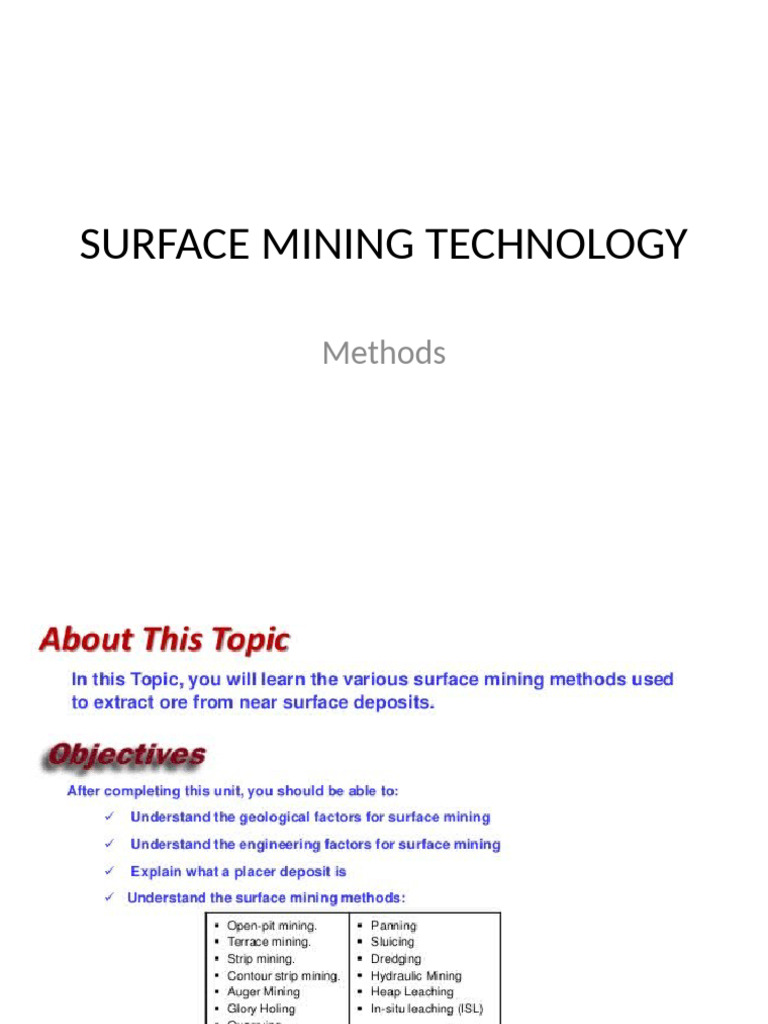 Surface Mining Techniques Explained | PDF | Mining | Coal Mining