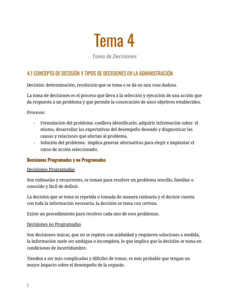 Tema 4 DAE | PDF | Toma de decisiones | Racionalidad