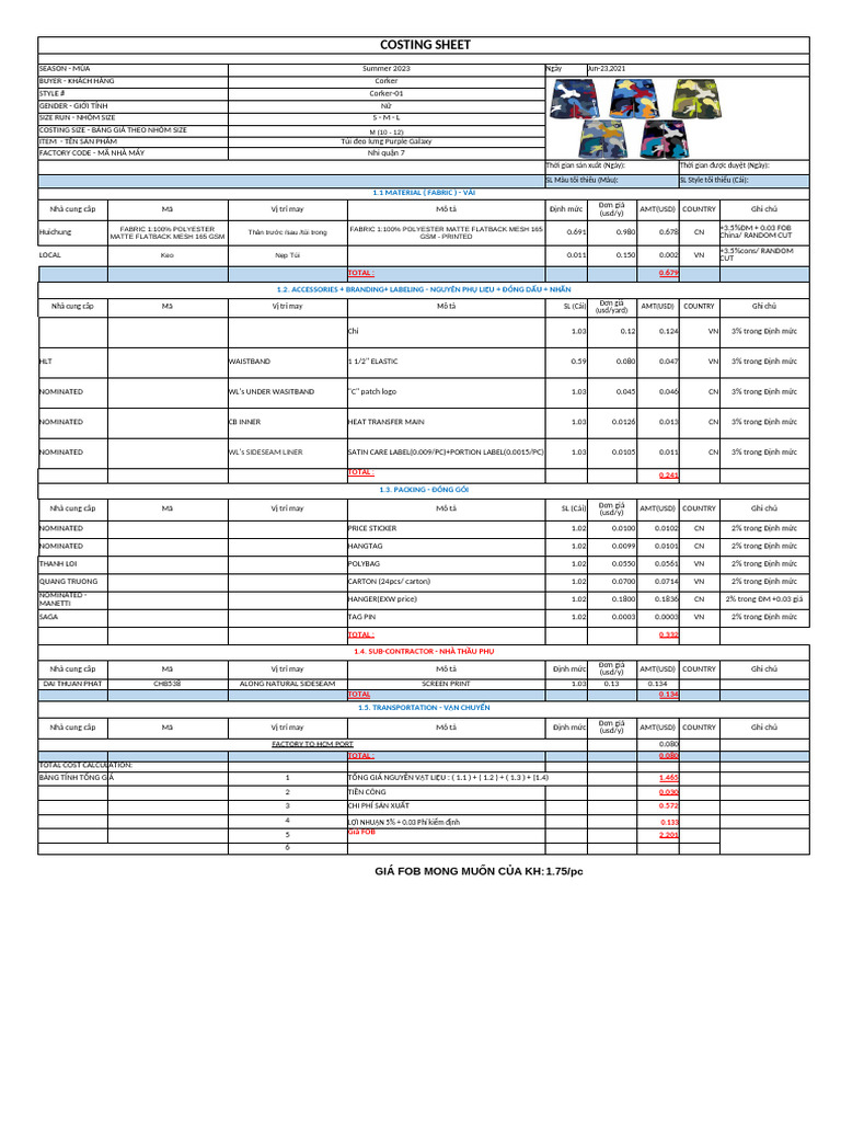 Bảng giá Cork | PDF
