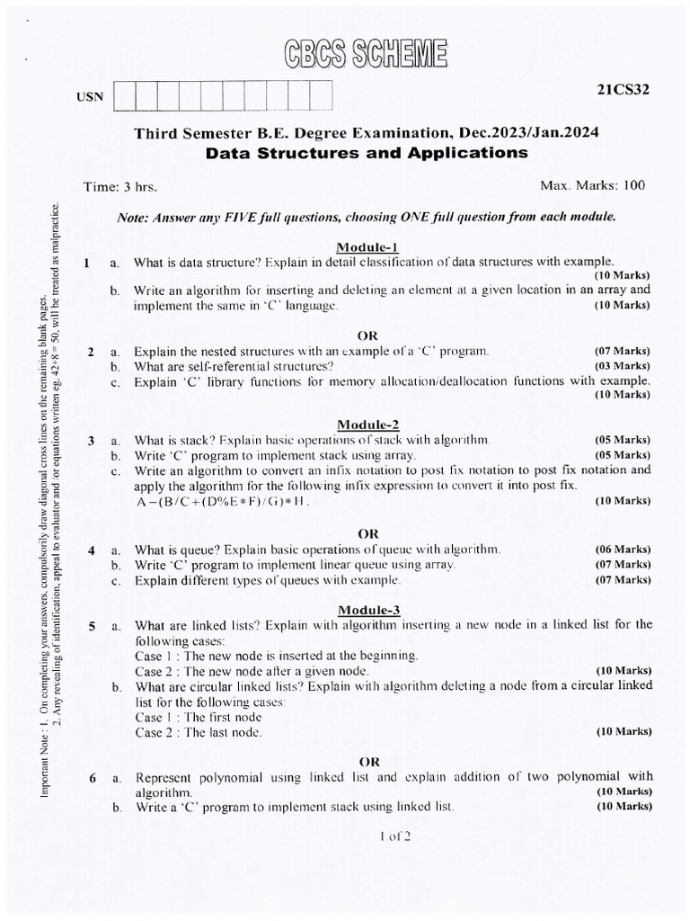 21CS32 Data Structures and Applications | PDF