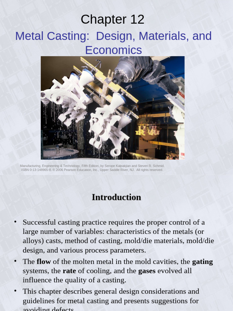 CH 12 Metal Casting Design Materials and Economics1 | PDF | Crafts | Secondary Sector Of The Economy
