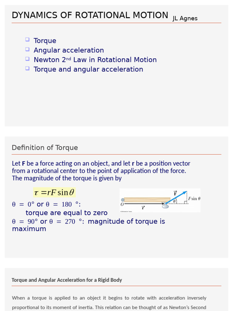 Rotational Dynamics | PDF | Rotation Around A Fixed Axis | Torque