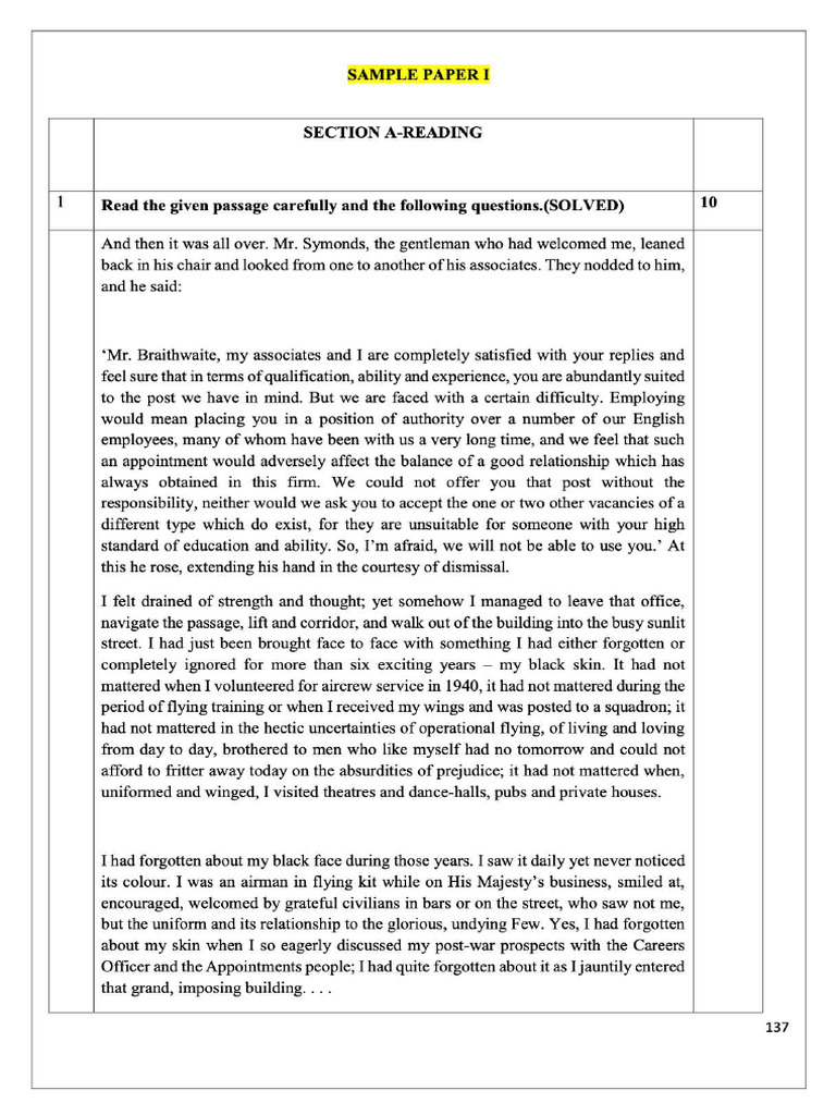 Sample Paper 1 | PDF