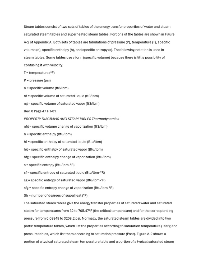 Steam Tables1. | PDF | Enthalpy | Steam