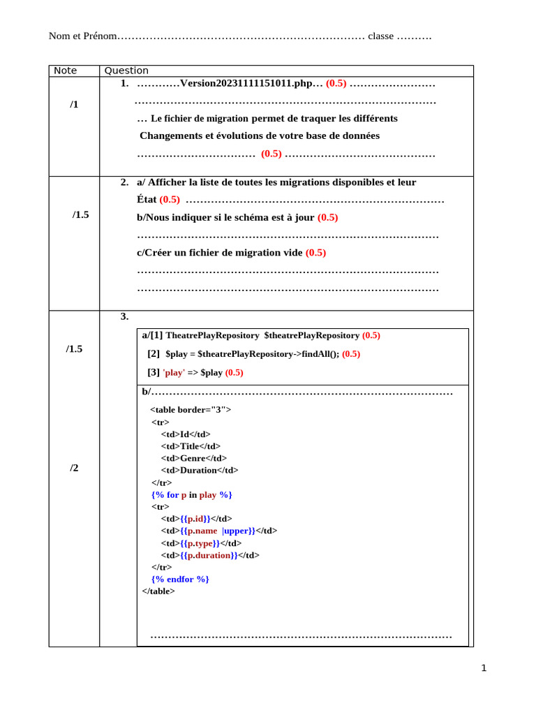 FEUILLE Correction TW2.0 SP 2324 | PDF