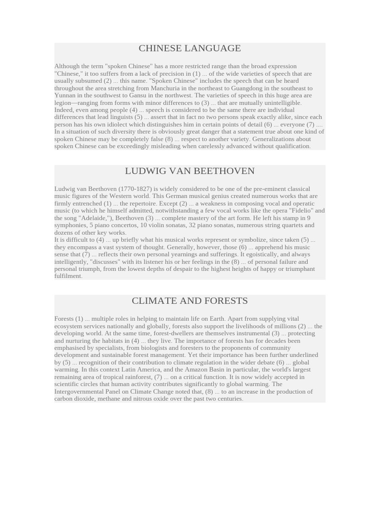 Cpe Open Cloze 2 | PDF | Forests | Climate Change