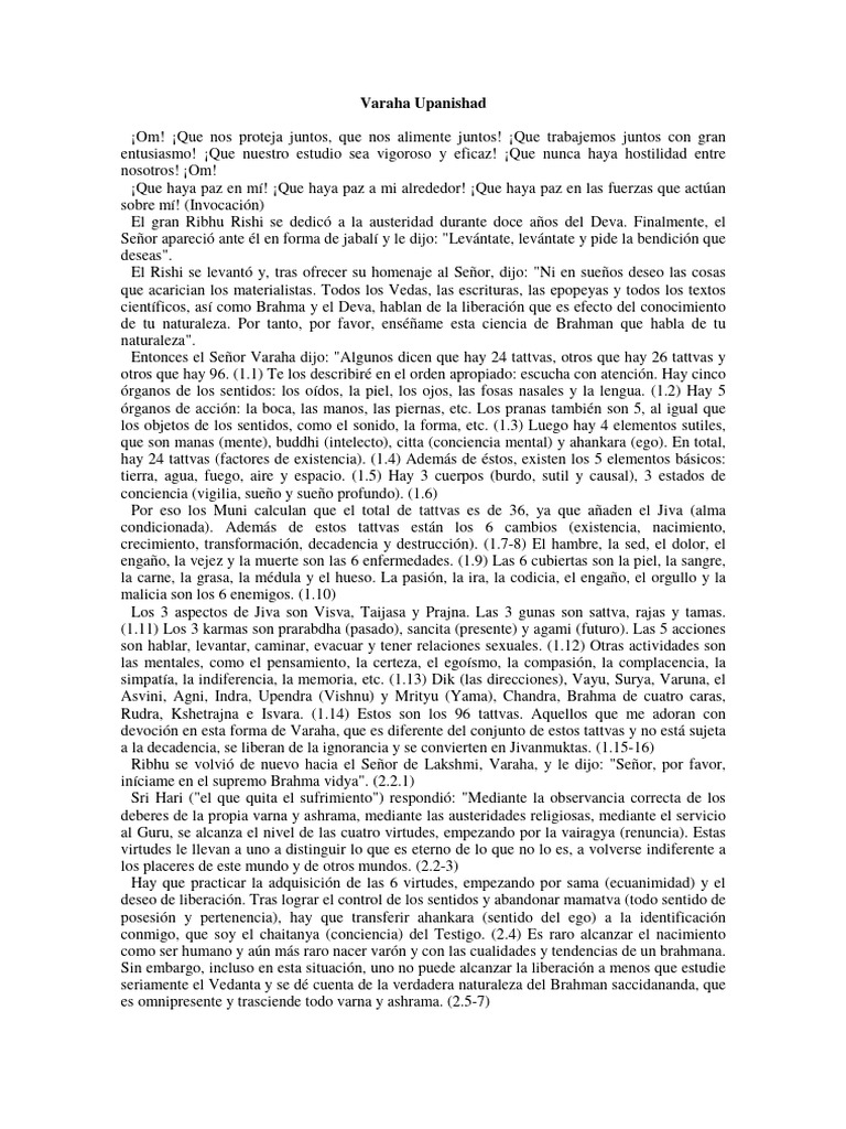 Varaha Upanishad: Conocimiento y Liberación | PDF | Mantman (hinduismo ...