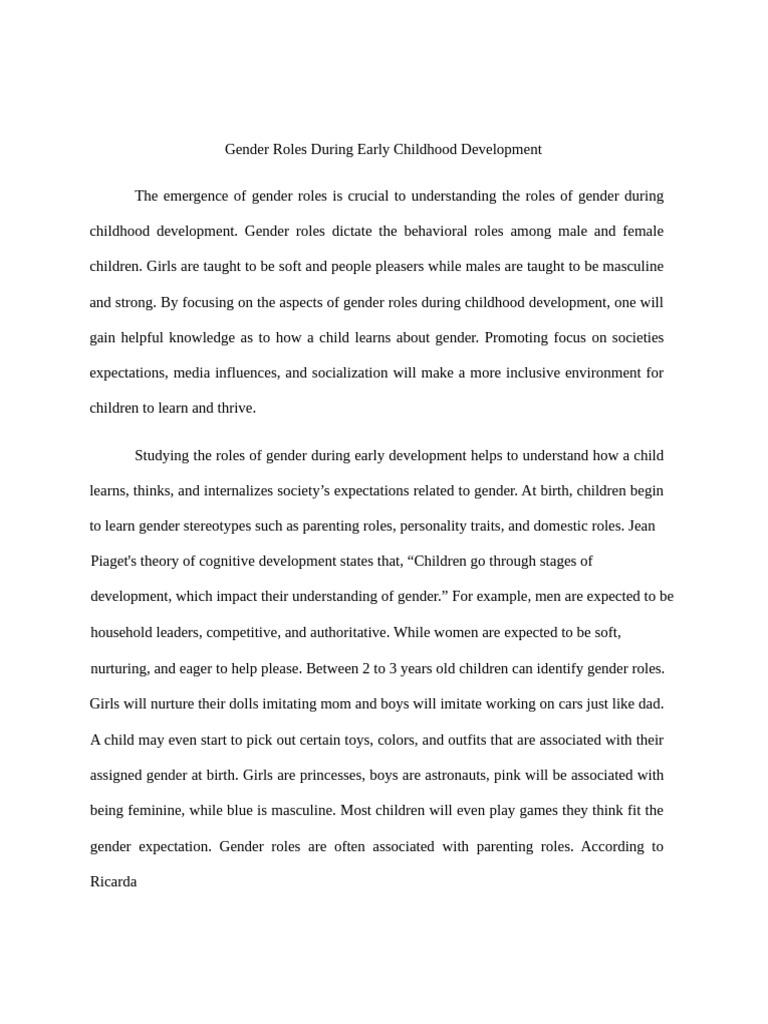 Gender Roles During Child Development | PDF | Gender Role | Gender