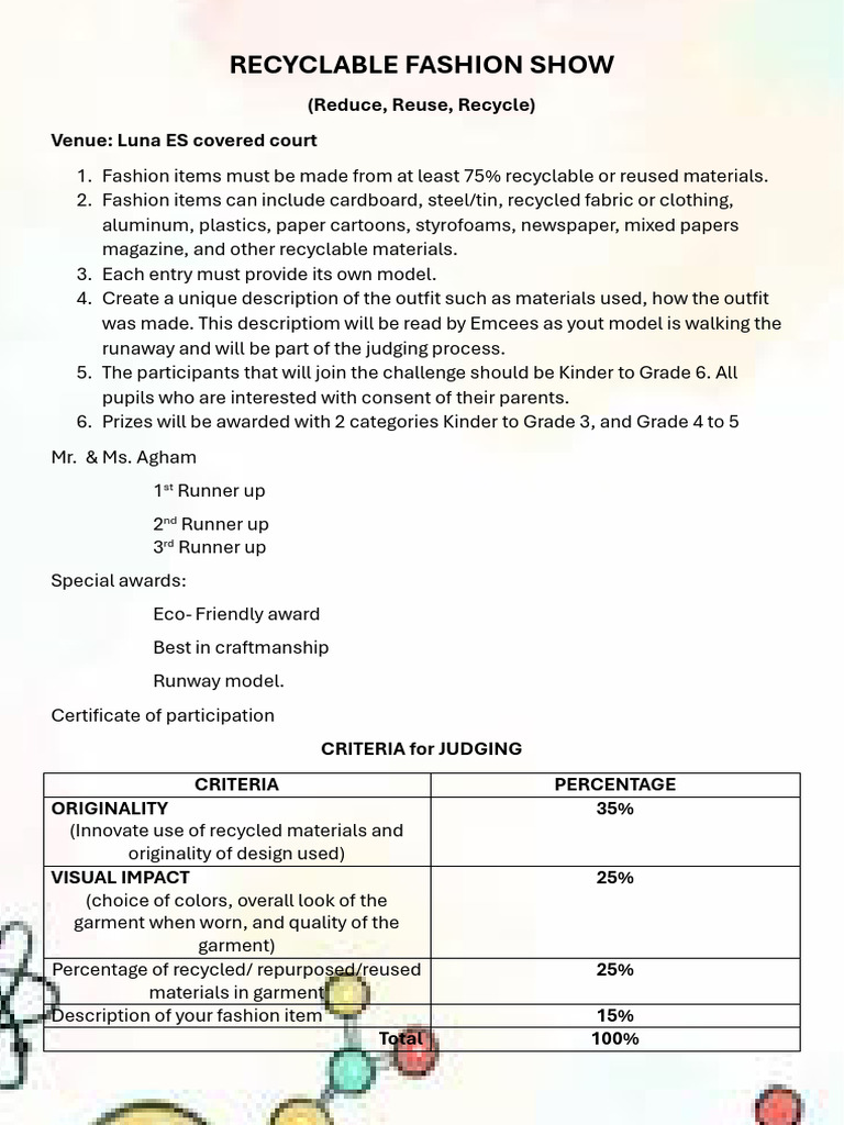 Recyclable Fashion Show Guidelines | PDF