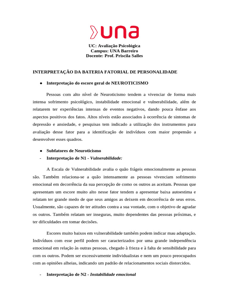 RESUMO BFP - Fatores | PDF | Emoções | Motivação