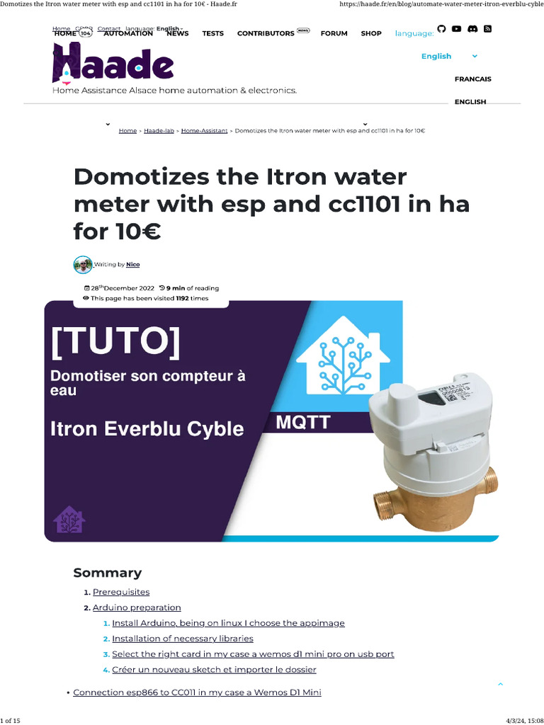 Domotizes The Itron Water Meter With Esp and cc1101 | PDF | Service ...