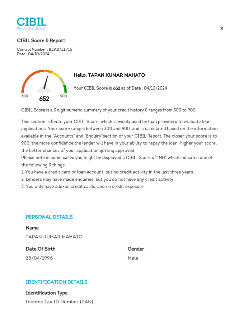 Score Report - Cibil Dashboard | PDF | Credit | Finance & Money Management