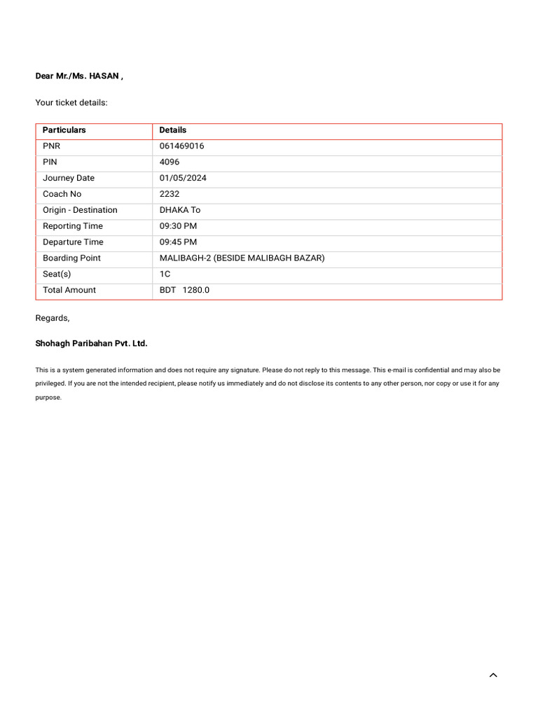 Shohagh Paribahan Pvt. Ltd. | PDF