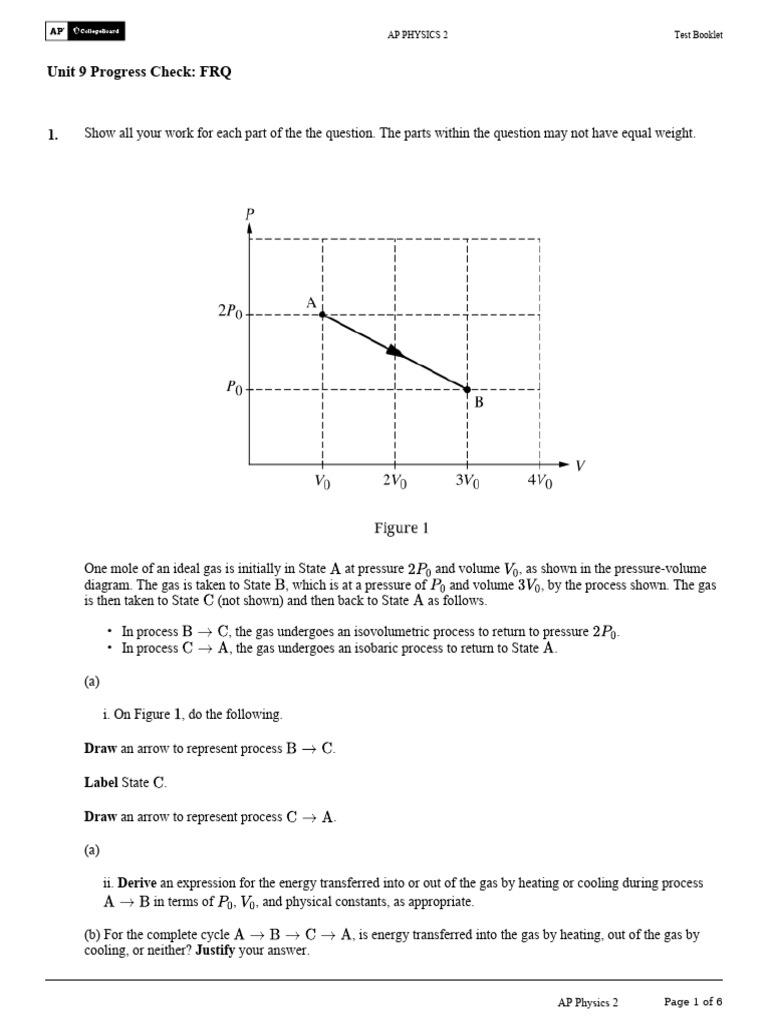 Physics 2 Unit 9 Progress Check | PDF | Gases | Heat