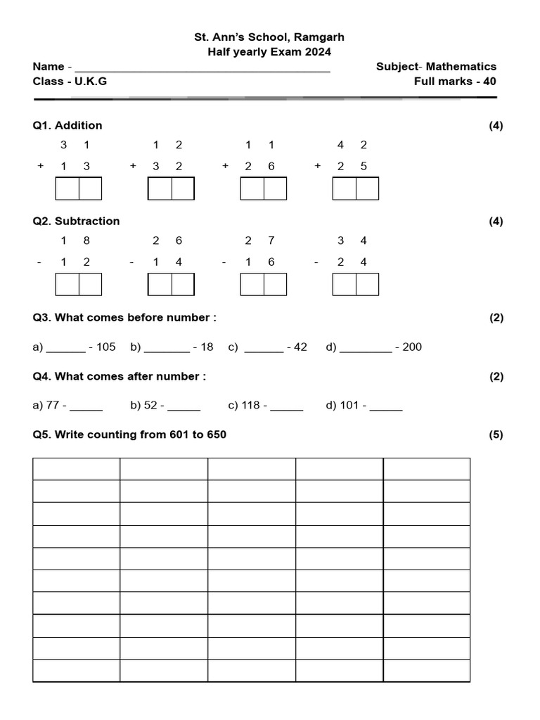 UKG Mathematics | PDF