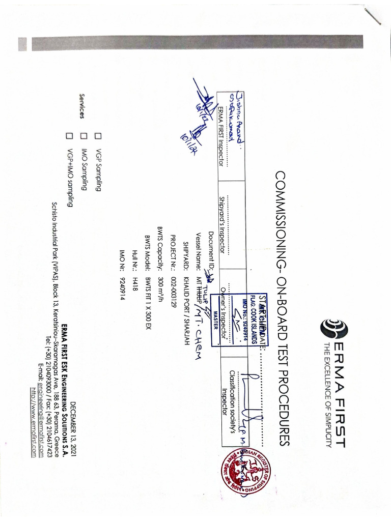 Erma First BWTS Manual | PDF