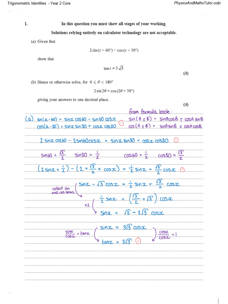 Trigonometric Identities MA | PDF
