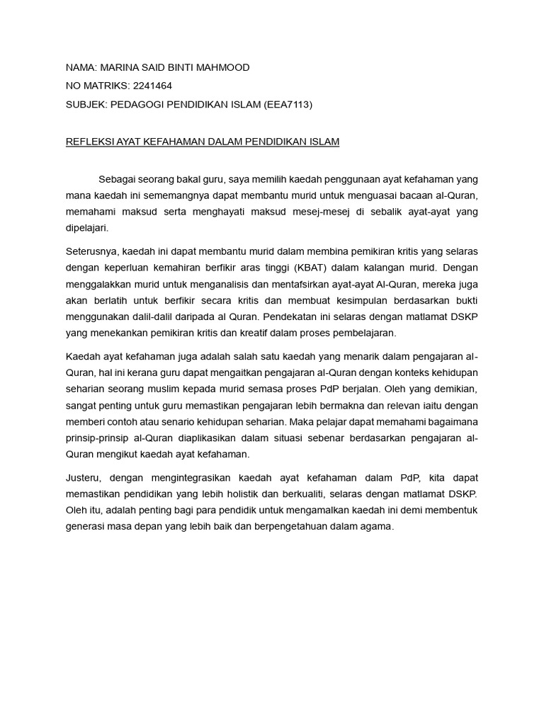Kaedah Ayat Kefahaman dalam PdP | PDF