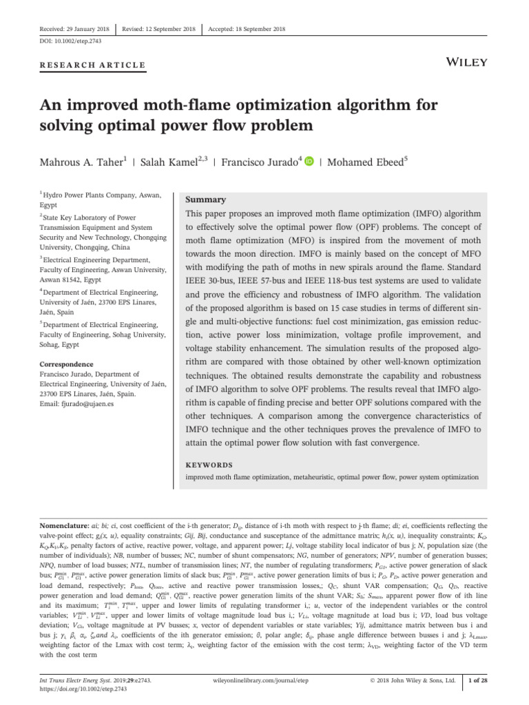 6 An Improved Moth Flame Optimization Algorithm Pdf Mathematical Optimization Applied