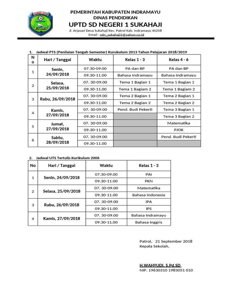JADWAL UTS SMSTR 1 1819 | PDF
