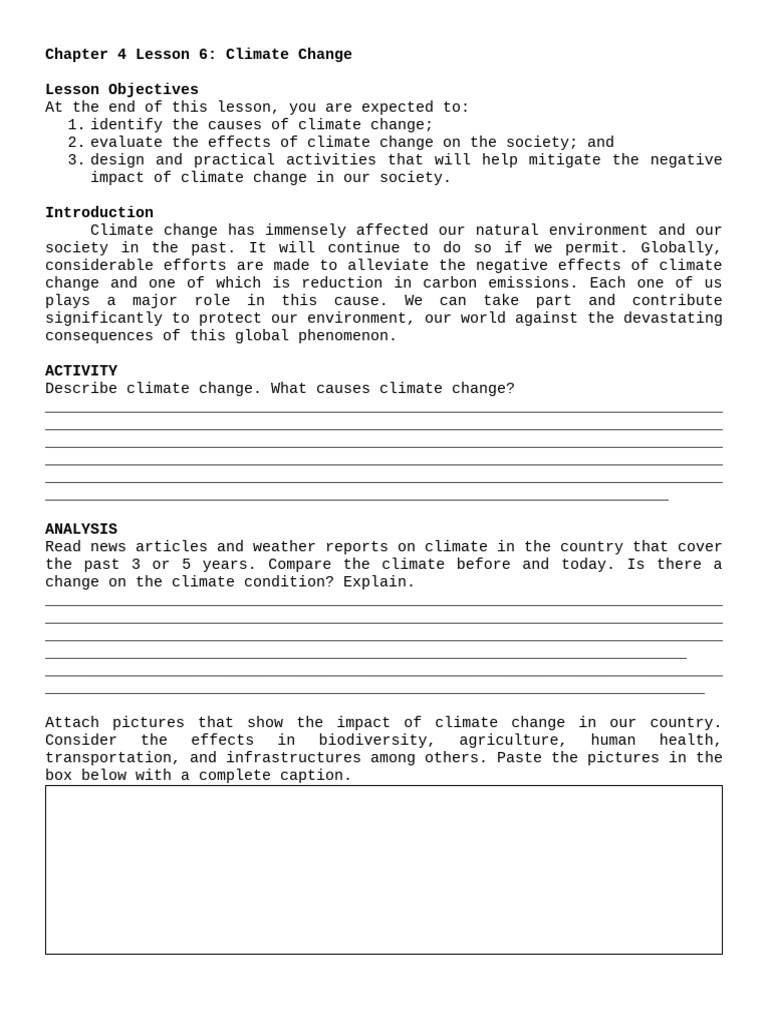 STS C4 Lesson 6 Climate Change | PDF | Greenhouse Gas | Climate Change