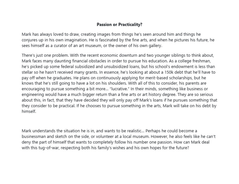 Passion or Practicality - Case 2 | PDF