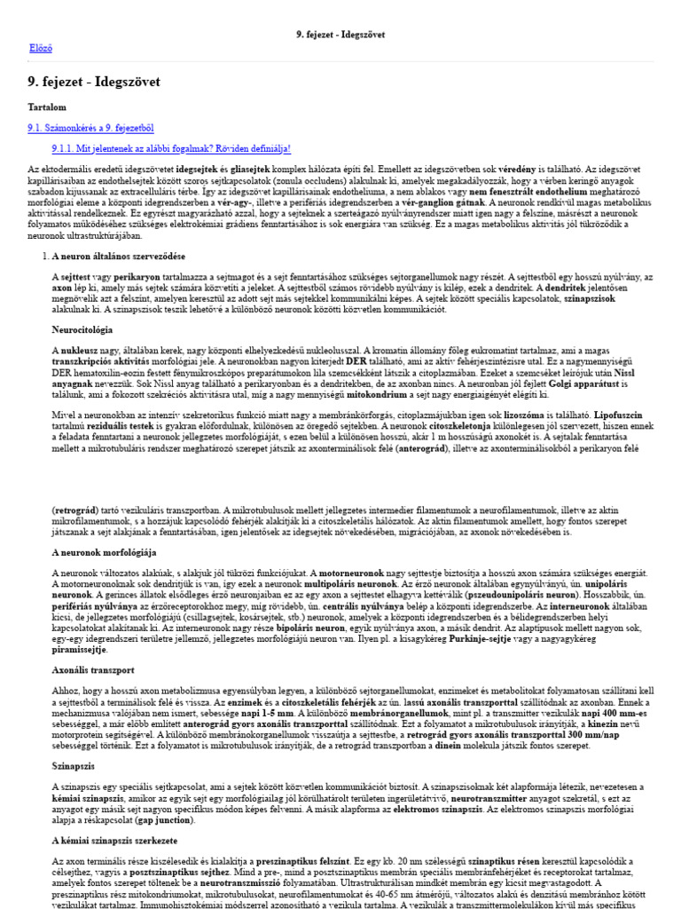 Fejezet - Idegszövet | PDF