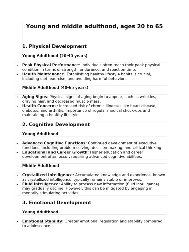 Young and Middle Adulthood | PDF | Adolescence | Executive Functions