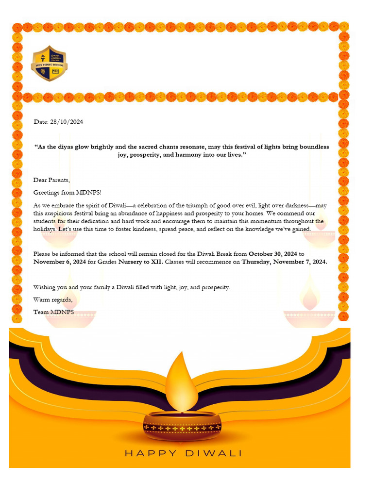 Diwali Circular | PDF