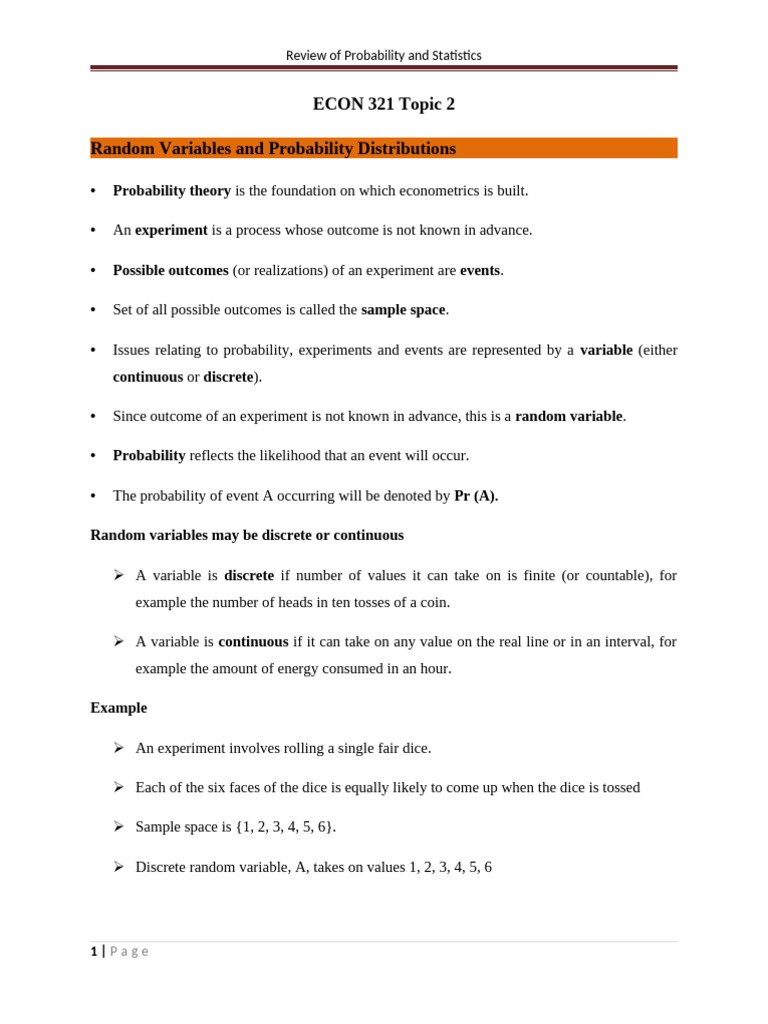 Econ 321.2 | PDF | Probability Distribution | Variance