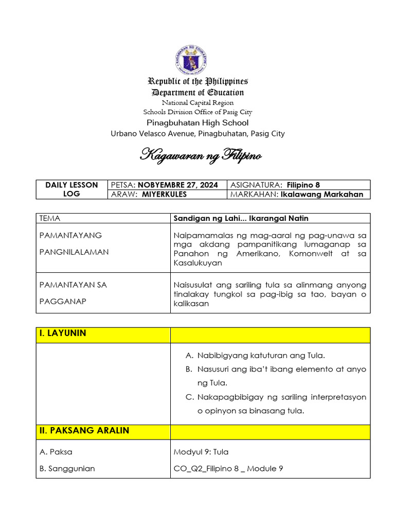 Fil8 Q2 Modyul9 DLL | PDF