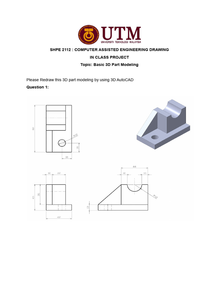3D AutoCAD Modeling Project | PDF