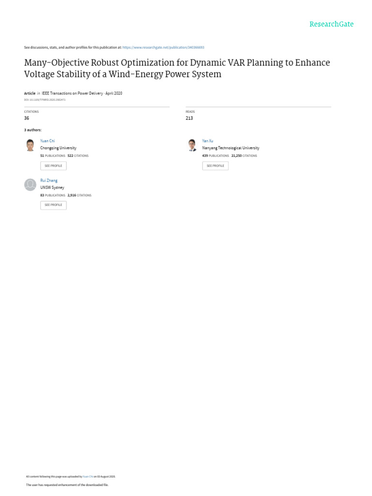 Many-Objective Robust Optimization For Dynamic VAR Planning To Enhance ...