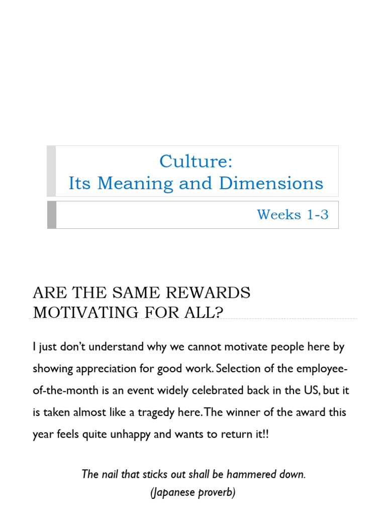 Culture Its Meaning and Dimensions | PDF | Nonverbal Communication ...
