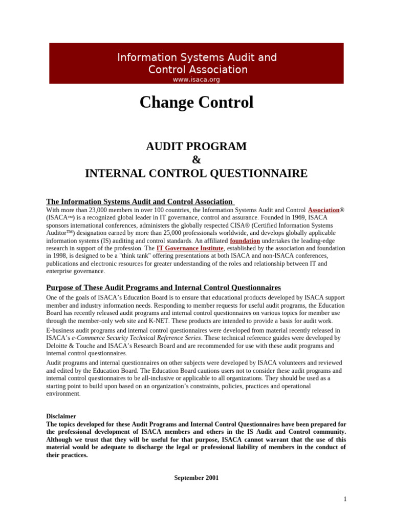 Change Control | PDF | Audit | Access Control