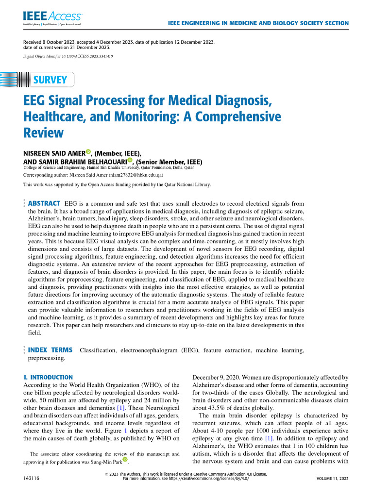 EEG Signal Processing For Medical Diagnosis Healthcare and Monitoring A ...