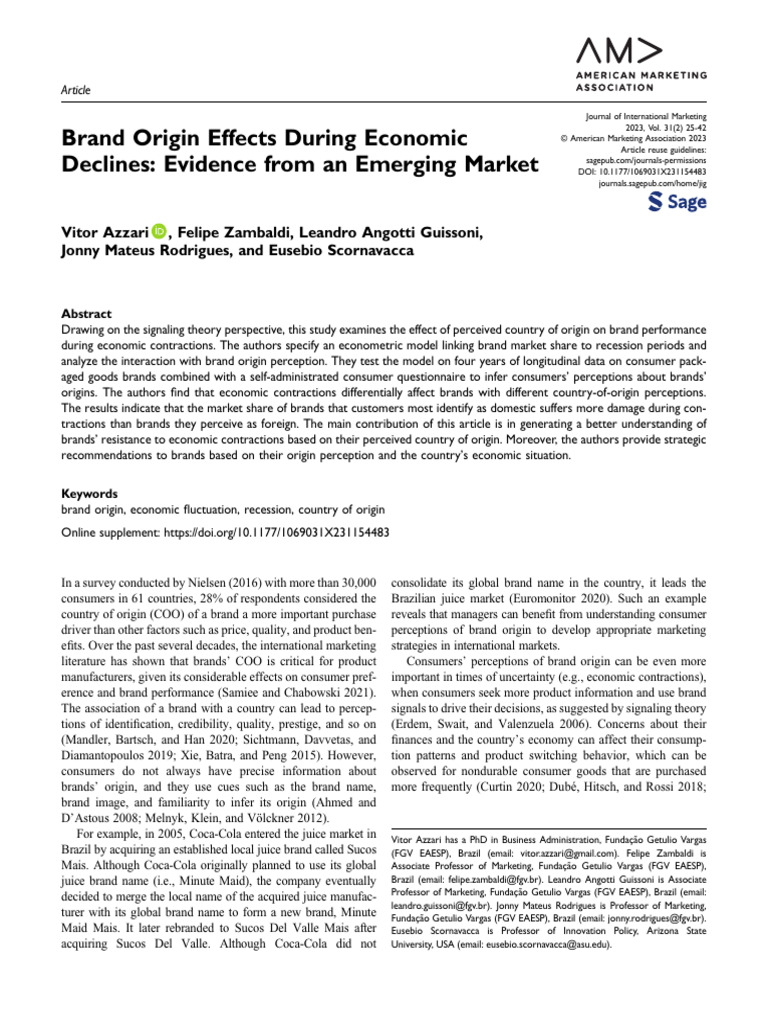 2 Brand Origin Effects During Economic Declines | PDF | Brand | Recession