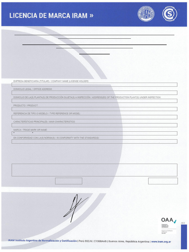 License Granted by Iram For The Use of The Iram Mark of Conformity With ...