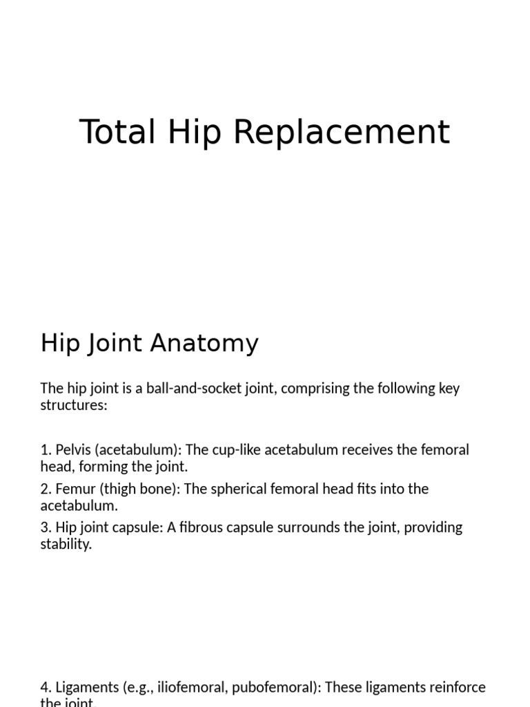 Total Hip Replacement | PDF | Hip | Anatomical Terms Of Motion