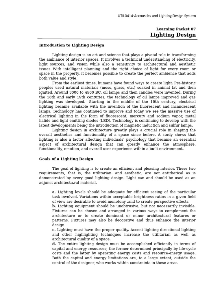 Lighting Design | PDF | Lighting | Efficient Energy Use