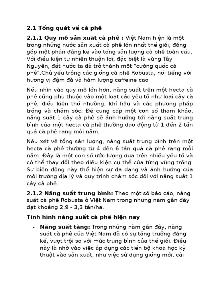 Quy mô sản xuất cà phê 1 | PDF