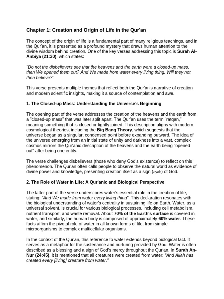 Chapter 1 | PDF | Creationism | Quran