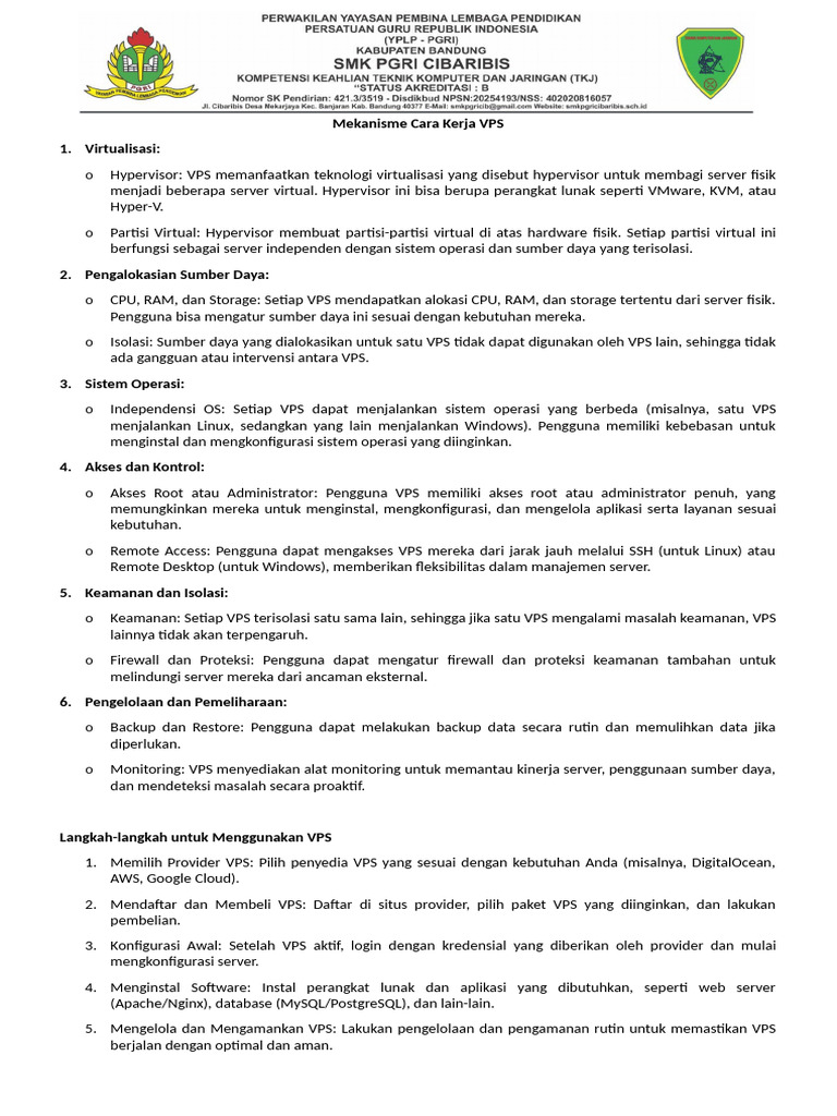 Mekanisme dan cara kerja VPS | PDF
