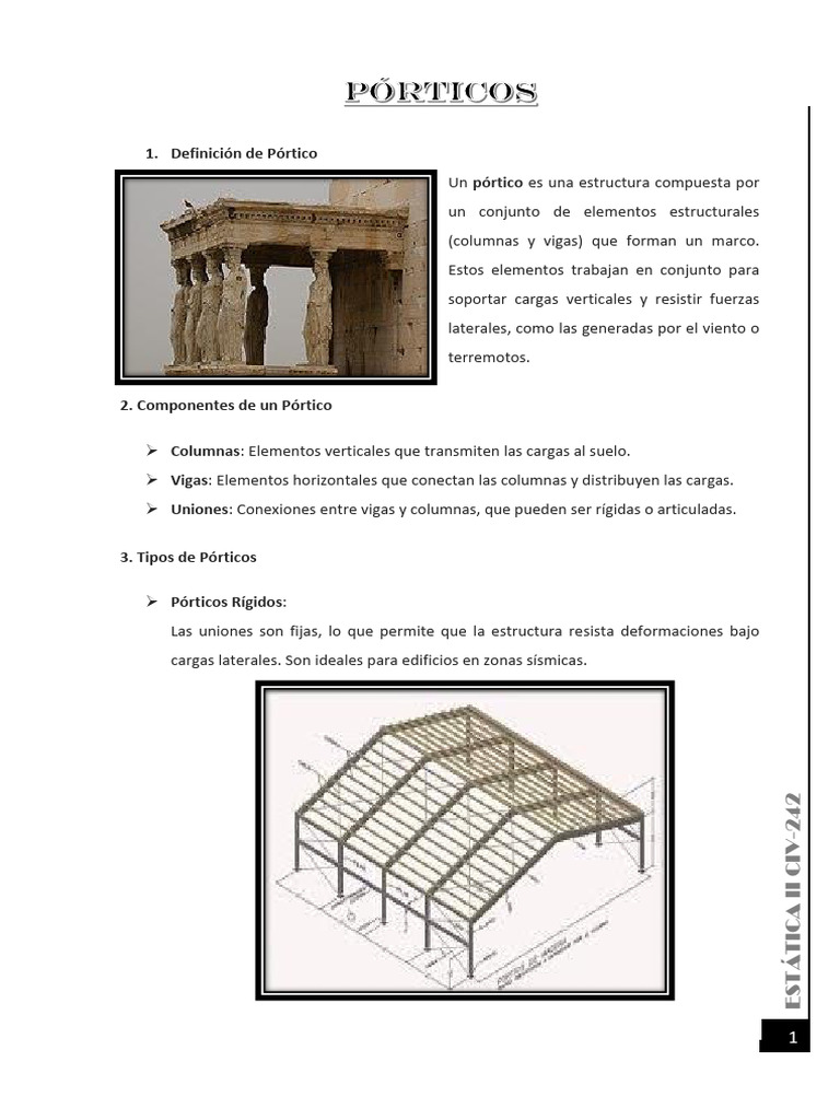 Definición y Tipos de Pórticos | PDF | Viga (Estructura) | Columna